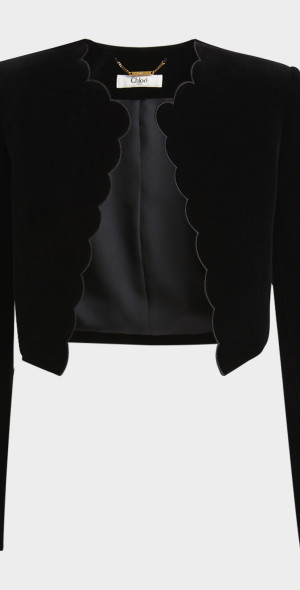 Chloe - Scalloped Velvet Crop Jacket