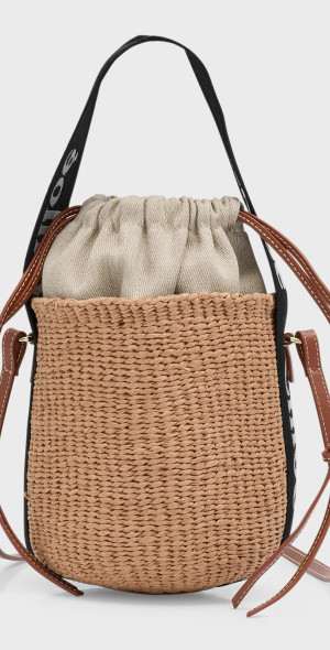 Chloe - Woody Small Mifuko Basket Bag with Logo Webbing