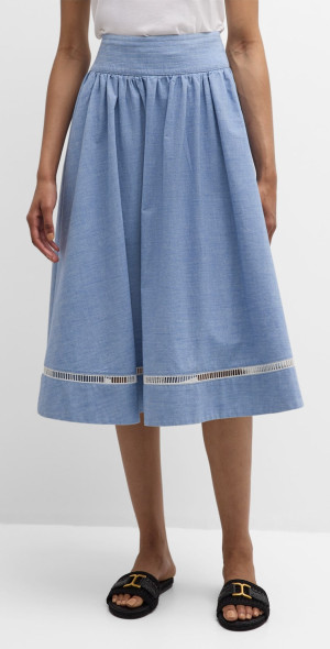 Chloe - x High Summer Lattice Trimmed Midi Skirt