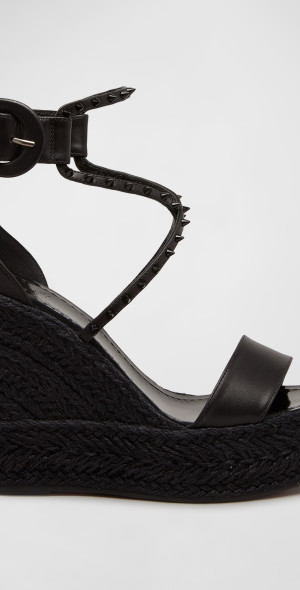 Christian Louboutin - Chocazeppa Leather Spike Wedge Espadrilles