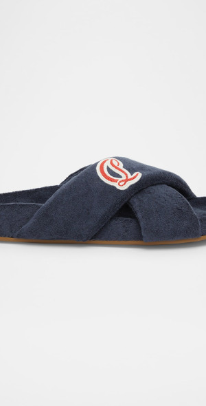 Christian Louboutin - Men's Bizzu Sponge Cotton Criss-Cross Slides