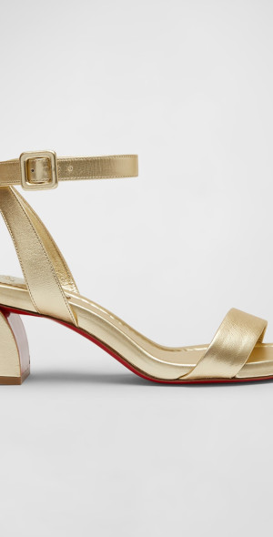 Christian Louboutin - Miss Sabina Metallic Red Sole Ankle-Strap Sandals