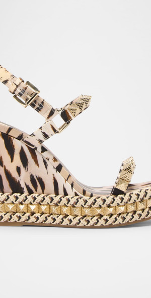 Christian Louboutin - Pyraclou Leopard Spike Wedge Sandals