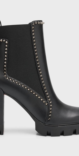 Christian Louboutin - Spike Leather Chelsea Red Sole Booties