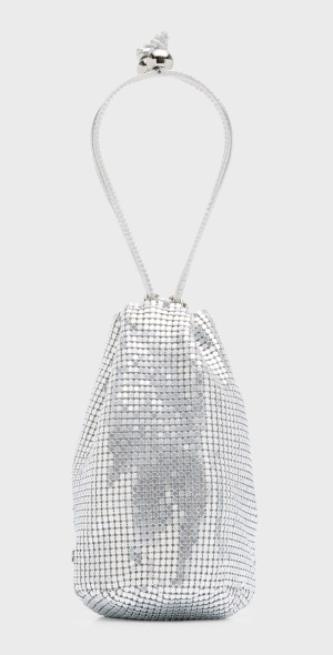 Cult Gaia - Gypsum Metallic Drawstring Wristlet