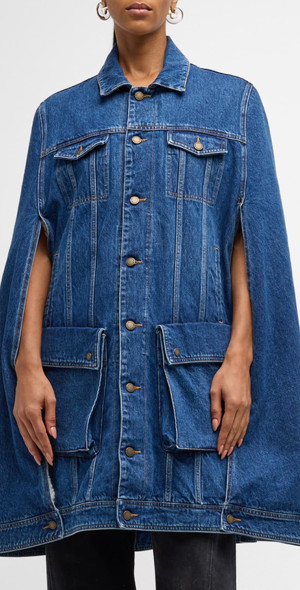 DARKPARK - Kate Denim Shearling-Lined Cape