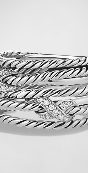 David Yurman - Double X Crossover Ring with Diamonds