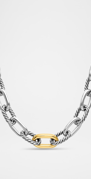 David Yurman - DY Madison Chain Necklace in Silver with 18K Gold, 13.5mm