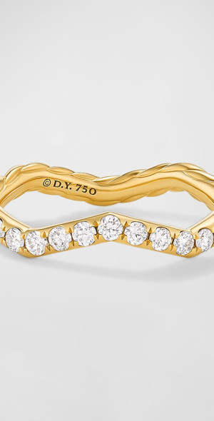 David Yurman - Pave Stax Ring with Diamonds in 18K Gold, 2mm