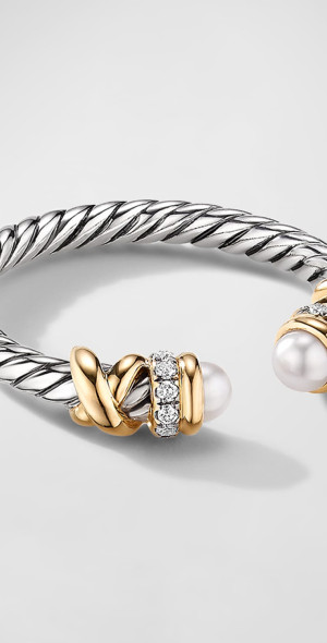 David Yurman - Petite Helena Ring with Pearls and Diamonds in Silver ...