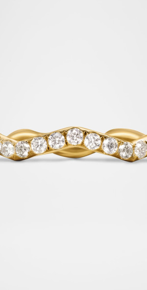 David Yurman - Zig Zag Stax Ring with Diamonds in 18K Gold, 2mm