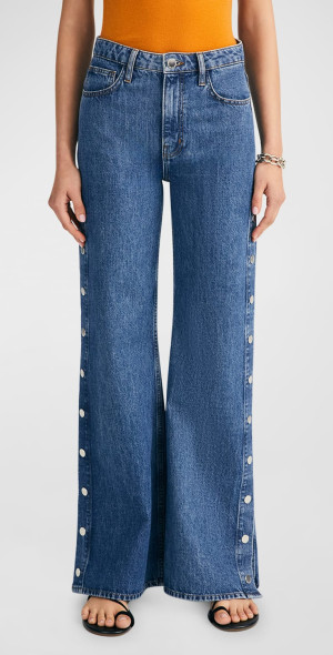 Derek Lam 10 Crosby - Nolan Side Snap Wide-Leg Jeans