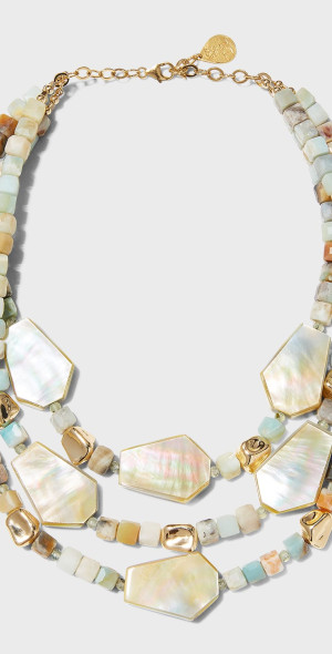 Devon Leigh - Aquamarine and Mother-of-Pearl Multi-Strand Necklace