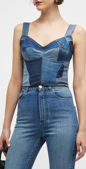 Dolce & Gabbana - Patchwork Denim Bustier Top