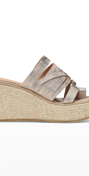 Donald J Pliner - Ithaca Metallic Strappy Toe-Ring Wedge Sandals