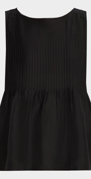 Eileen Fisher - Scoop-Neck Pintuck Silk Shell