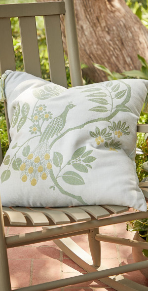 Elaine Smith - Plume Tassel Indoor/Outdoor Pillow, 22" Square