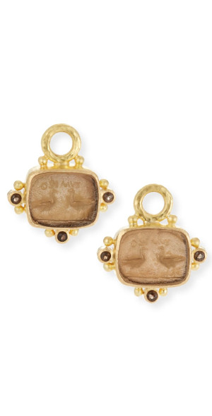 Elizabeth Locke - 19k Gold Two Cranes Venetian Glass Earring Charms
