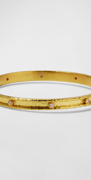 Elizabeth Locke - 19k Narrow Diamond Bangle Bracelet
