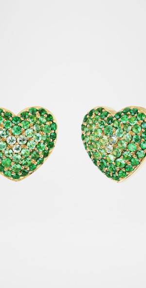 Emily P. Wheeler - Lucy Ombré Heart Tsavorite Stud Earrings in 18K Yellow Gold