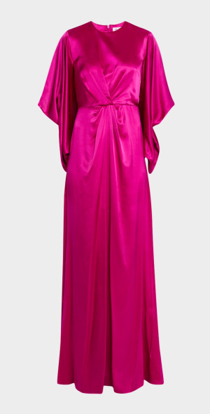 E.Stott - Alexandra Pleated Silk Satin Maxi Dress