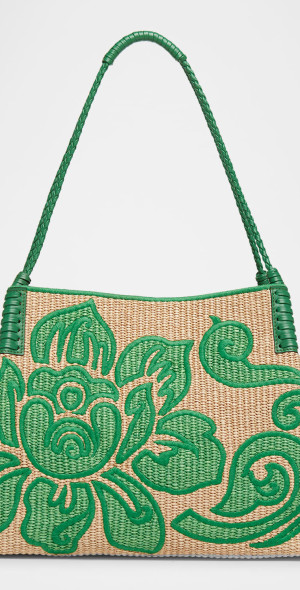 Etro - Libra Raffia & Leather Shoulder Bag