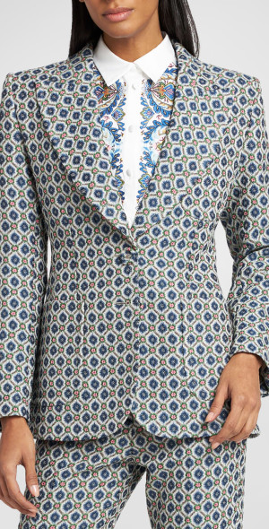 Etro - Printed Tile Jacquard Blazer Jacket