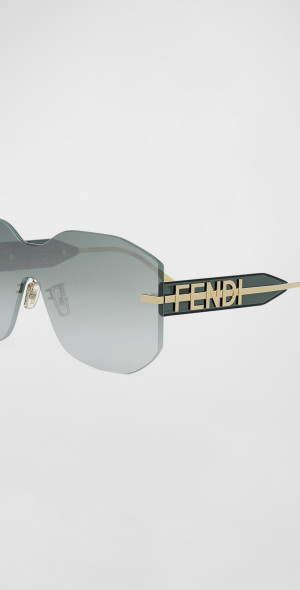 Fendi - graphy Rimless Geometric Nylon & Metal Shield Sunglasses