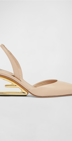 Fendi - First Leather F-Heel Slingback Pumps