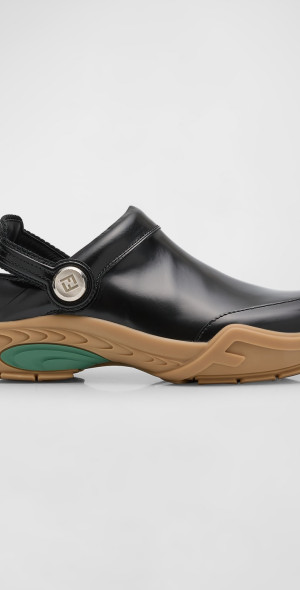 Fendi - Men's Orbit Leather Clogs