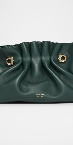 Ferragamo - Dumpling Ruched Leather Shoulder Bag