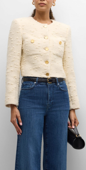 FRAME - Cropped Button-Front Jacket