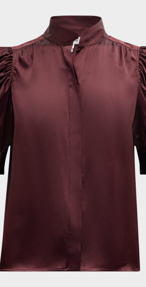 FRAME - Gillian Silk Ruched Sleeve Top