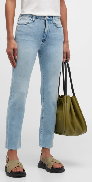 FRAME - Le High Straight Raw-Hem Jeans