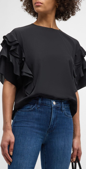 FRAME - Ruffle-Sleeve Blouse