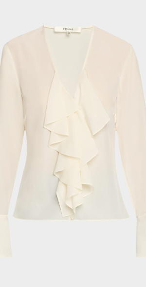 FRAME - Ruffled V-Neck Blouse