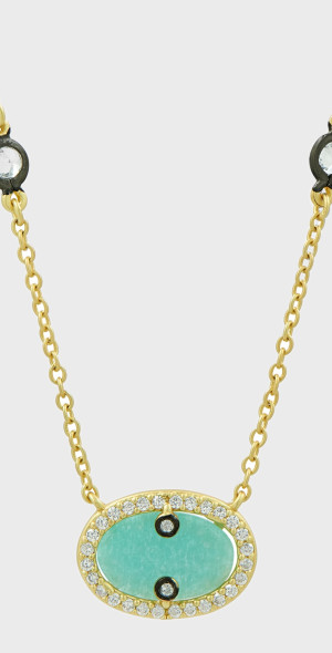 Freida Rothman - Hint of Sparkle Amazonite Oval Pendant Necklace