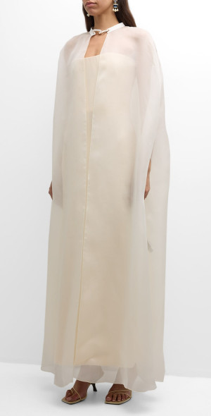 Gabriela Hearst - Rowena Silk Cape with Chain Detail