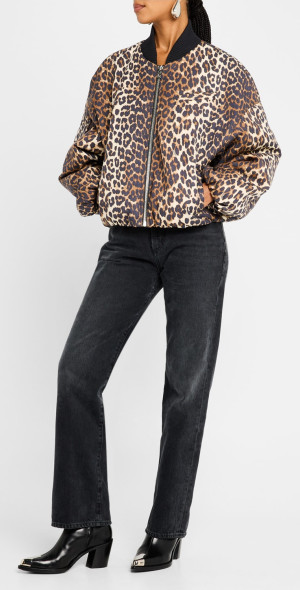 Ganni - Oversized Leopard Bomber Jacket