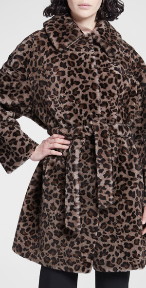 Giorgio Armani - Leopard Print Shearling Belted Wrap Coat