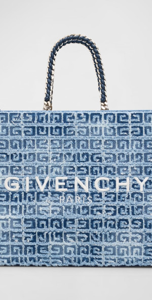 Givenchy - G-Tote Medium Shopping Bag in 4G Logo Denim Cotton