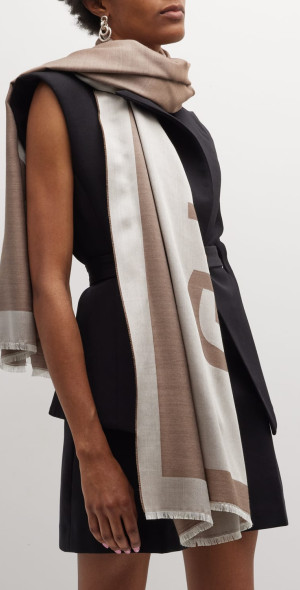 Givenchy - Logo Neutral Woven Silk-Wool Scarf