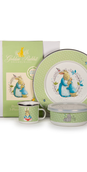 Golden Rabbit - Kid's Polka Dot Peter Rabbit 3-Piece Dinnerware Set