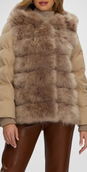 Gorski - Cashmere Down Parka Jacket With Cashmere Goat Shearling