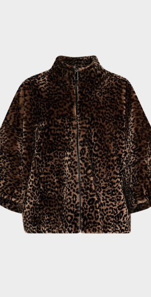 Gorski - Leopard-Print Shearling Lamb Zip Jacket With Cropped Sleeves