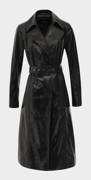 Gorski - Python-Embossed Metis Suede Belted Trench Coat