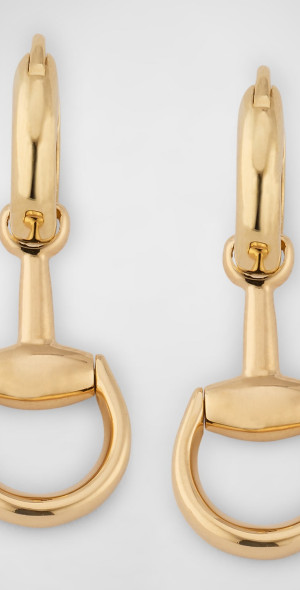 Gucci - 18K Yellow Gold Horsebit Drop Earrings