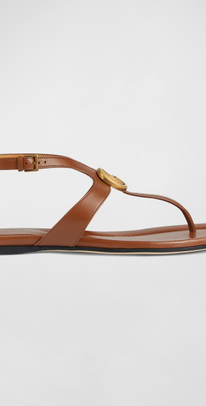 Gucci - Double G Marmont Leather Thong Sandals