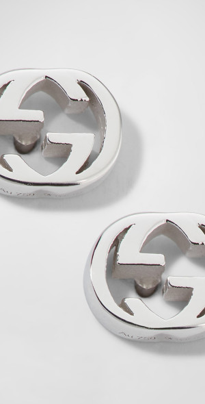 Gucci - Interlocking-G Stud Earrings in White Gold