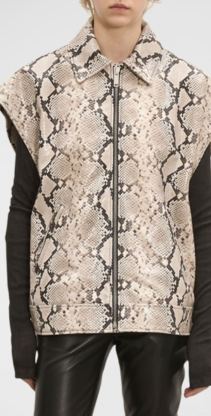HALFBOY - Snake-Print Leather Biker Vest